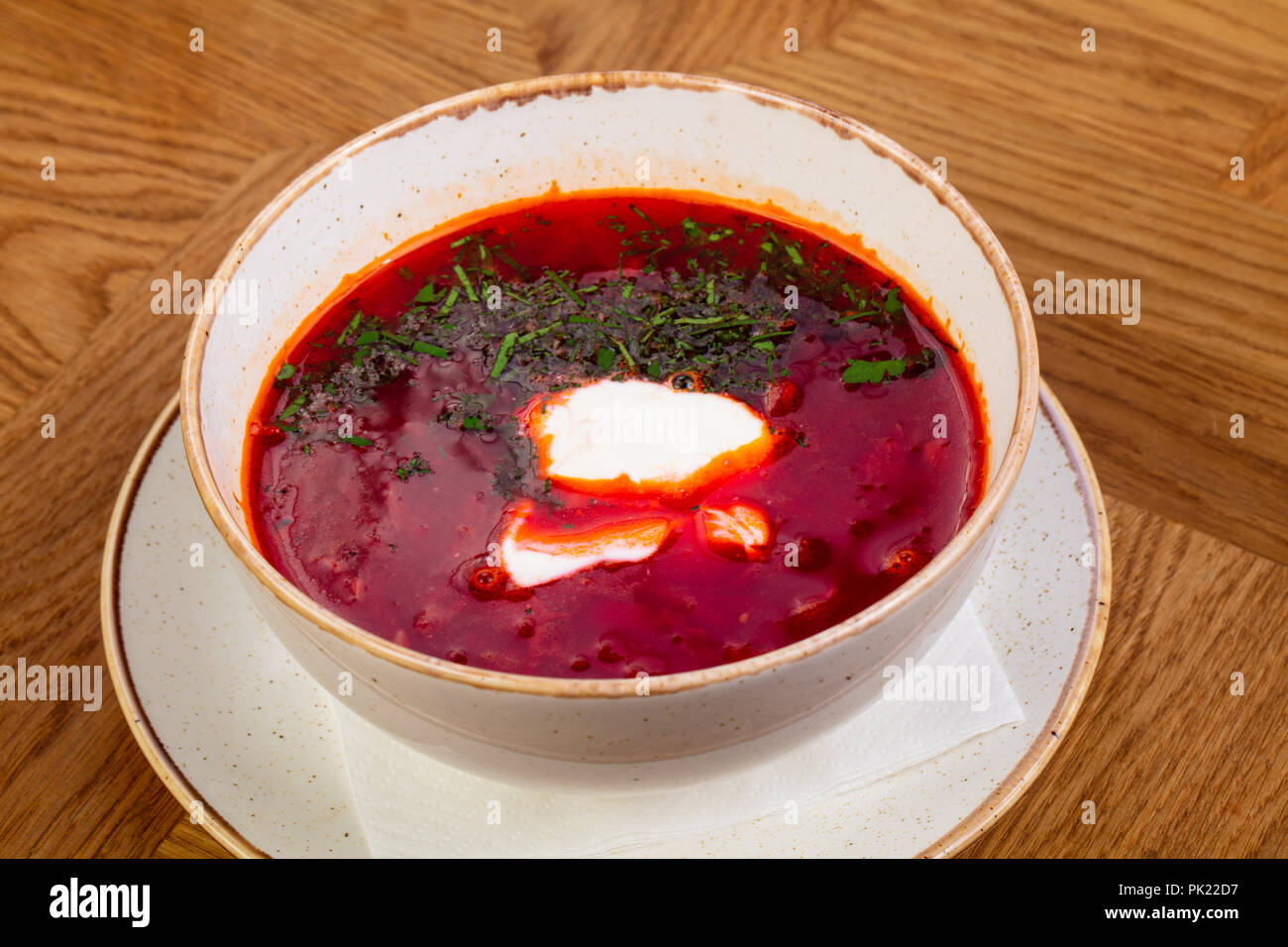 Russian traditional borscht with cream Stock Photo - Alamy