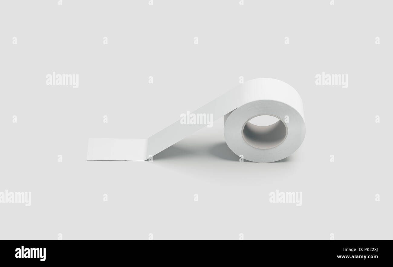 Blank white duct sticked tape mockup, side view, 3d rendering. Empty ...