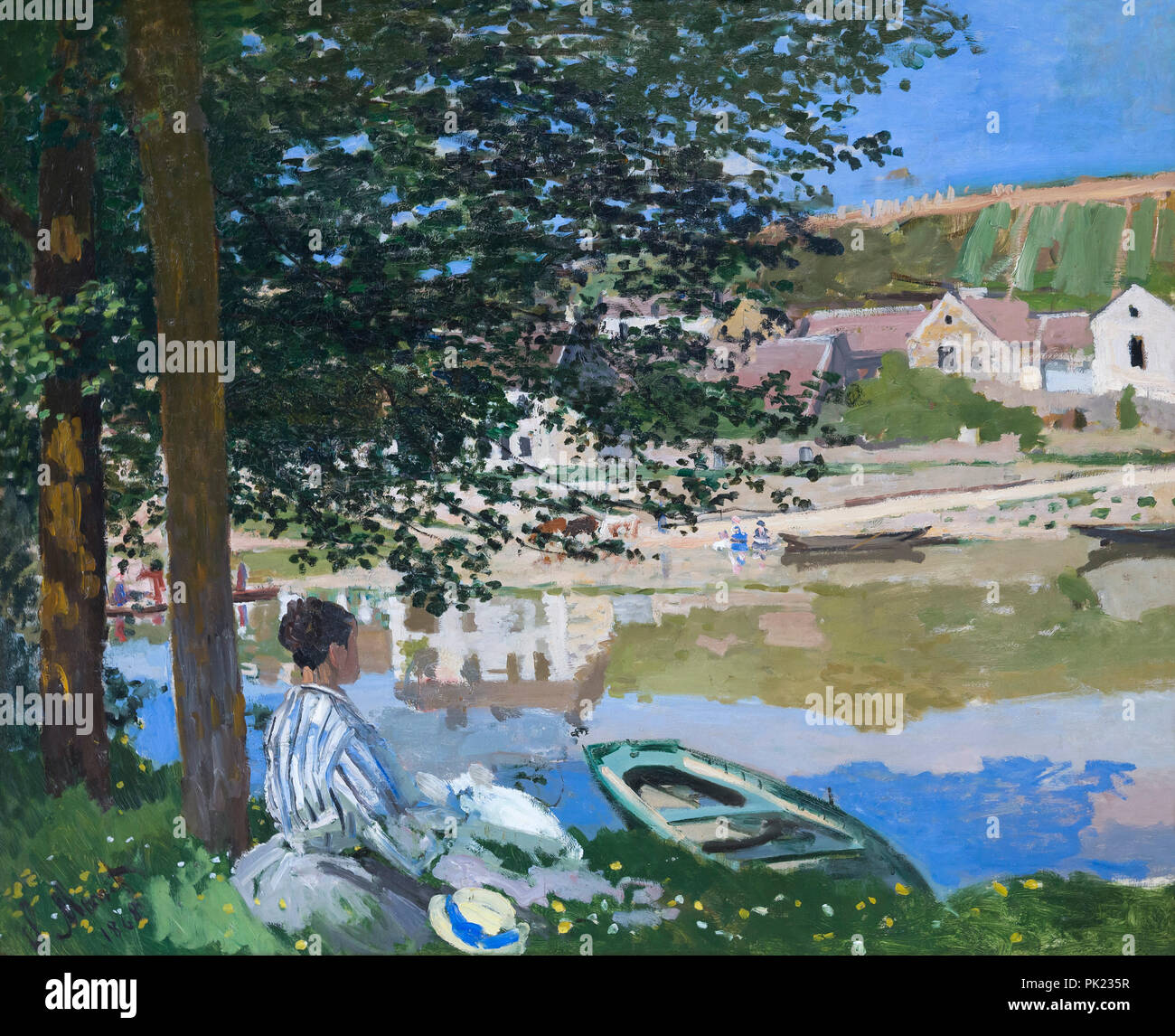 On the Bank of the Seine, Bennecourt, Claude Monet, 1868, Art Institute ...