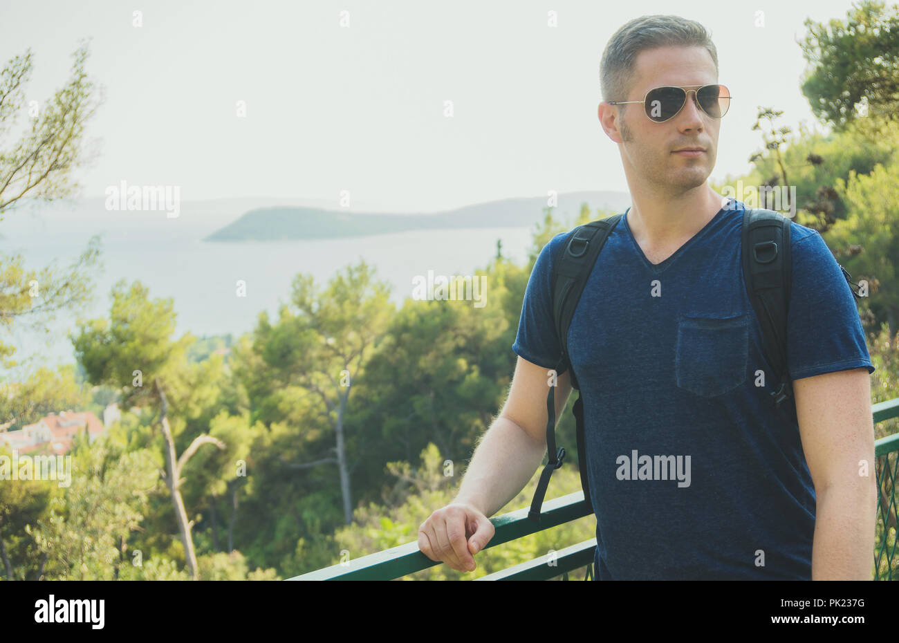 Landscape man knapsack rucksack hi-res stock photography and images - Alamy