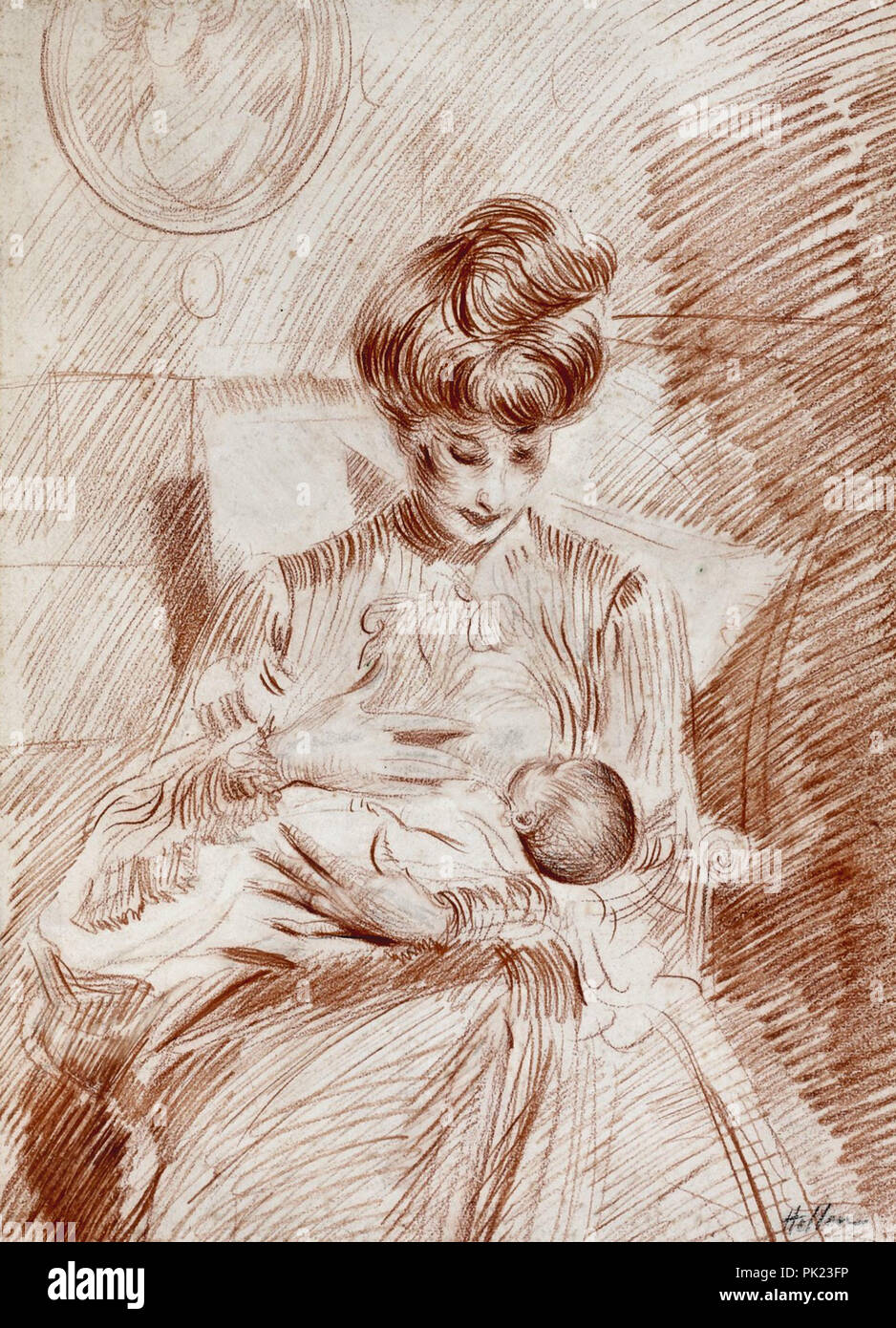 Helleu Paul - Portrait De Madame Helleu Allaitant Stock Photo - Alamy