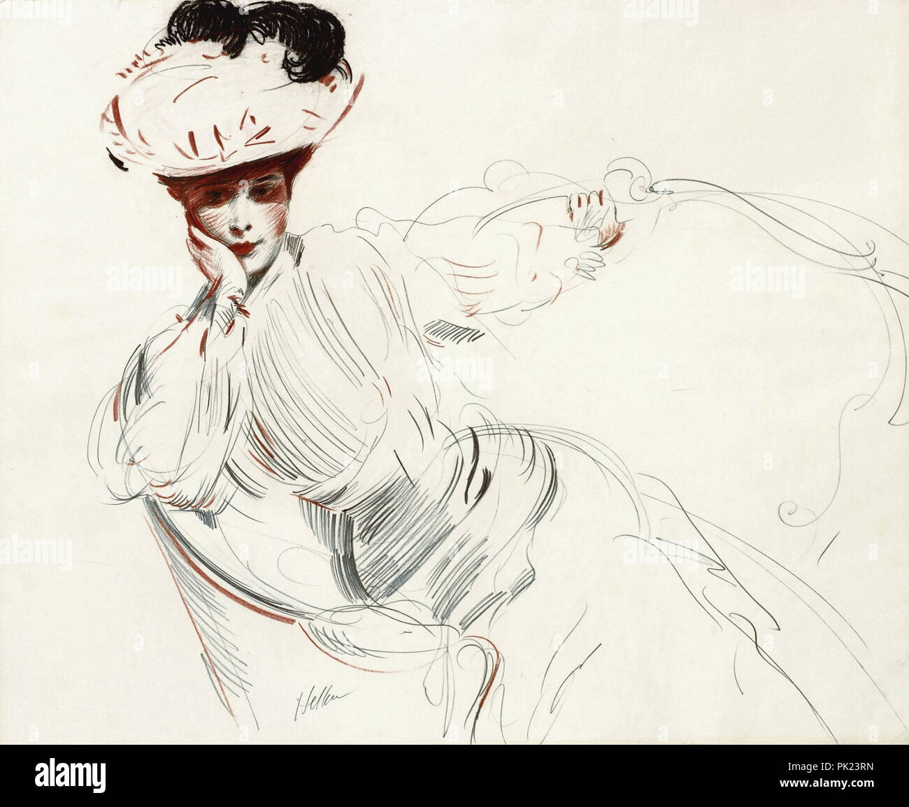 Helleu Paul - Portrait of Madame Helleu 2 Stock Photo - Alamy