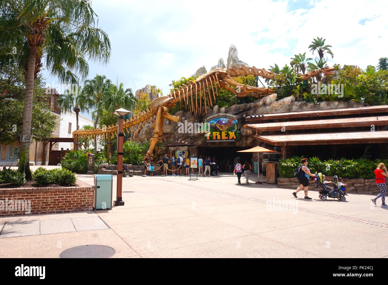 T-Rex restaurant with dinosaur image in Disney Springs, Orlando ...