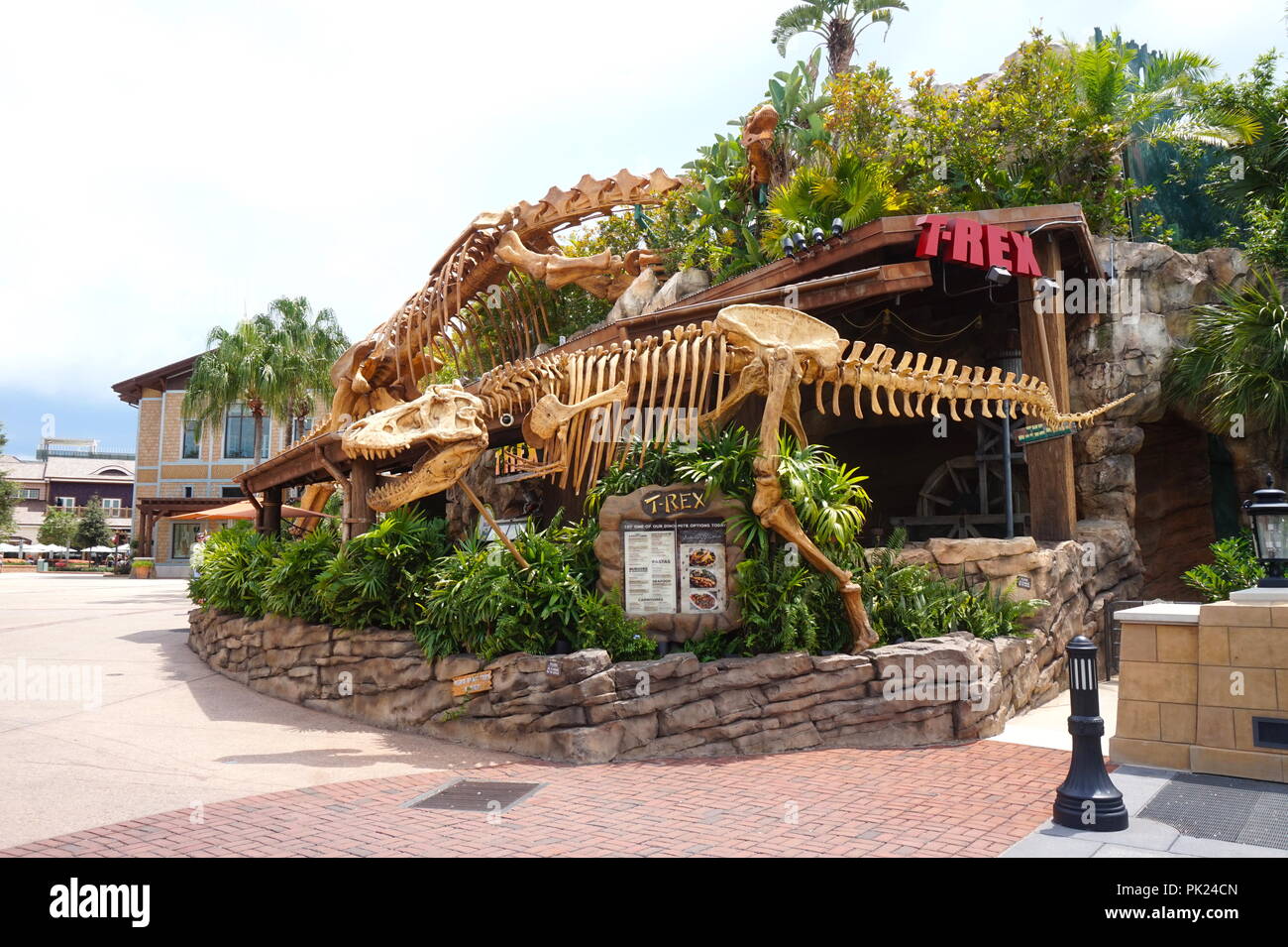 T-Rex restaurant with dinosaur image in Disney Springs, Orlando ...