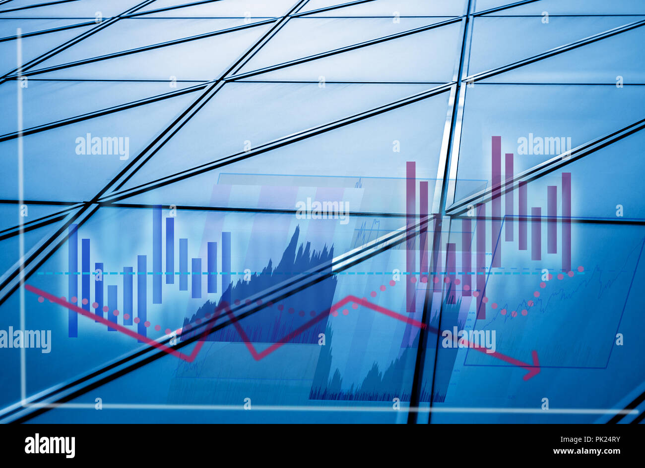 Composing with business building and stock chart Stock Photo - Alamy