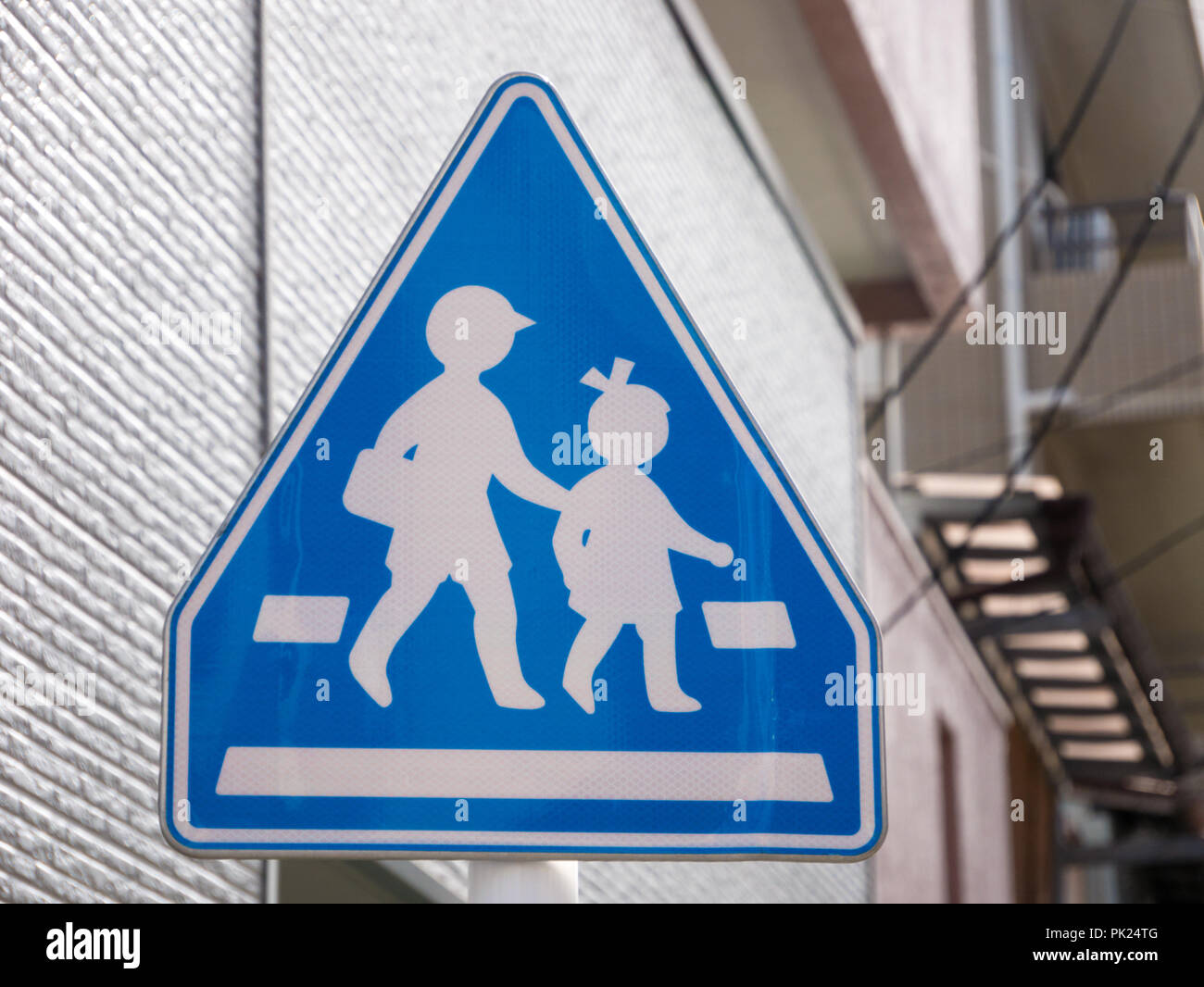 Blue School Crossing Sign