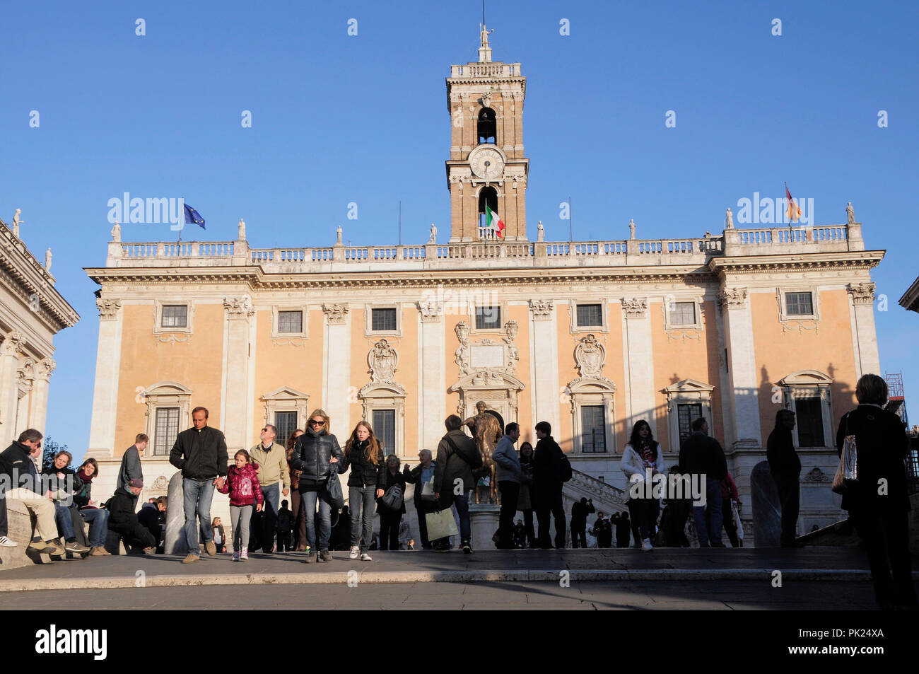 Italy, Lazio, Rome, Capitoline Hill, Piazza del Campidoglio, Palazzo ...