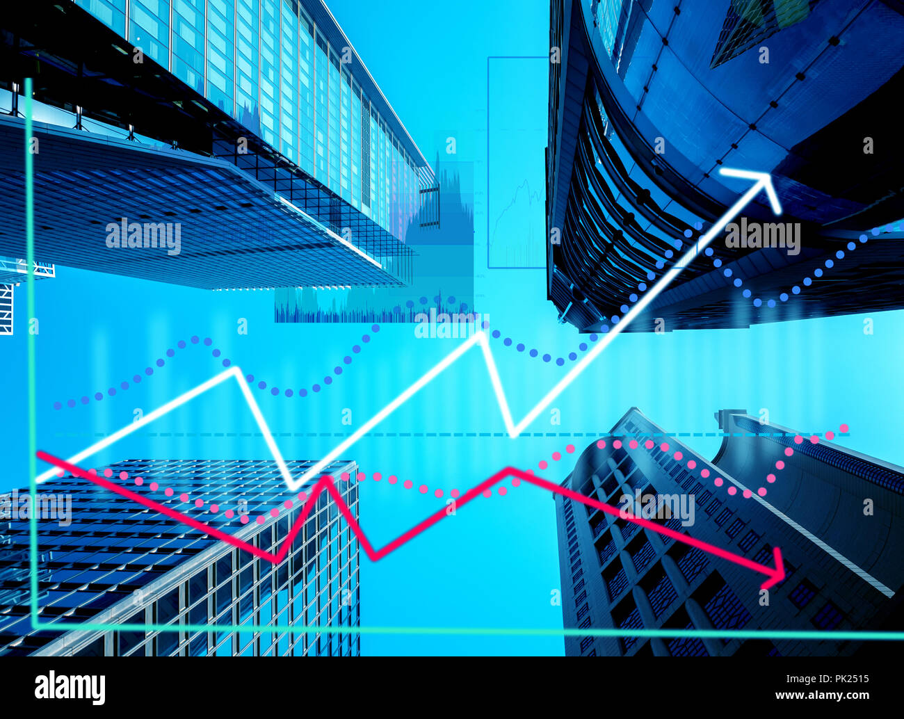 Composing with business building and stock chart Stock Photo - Alamy