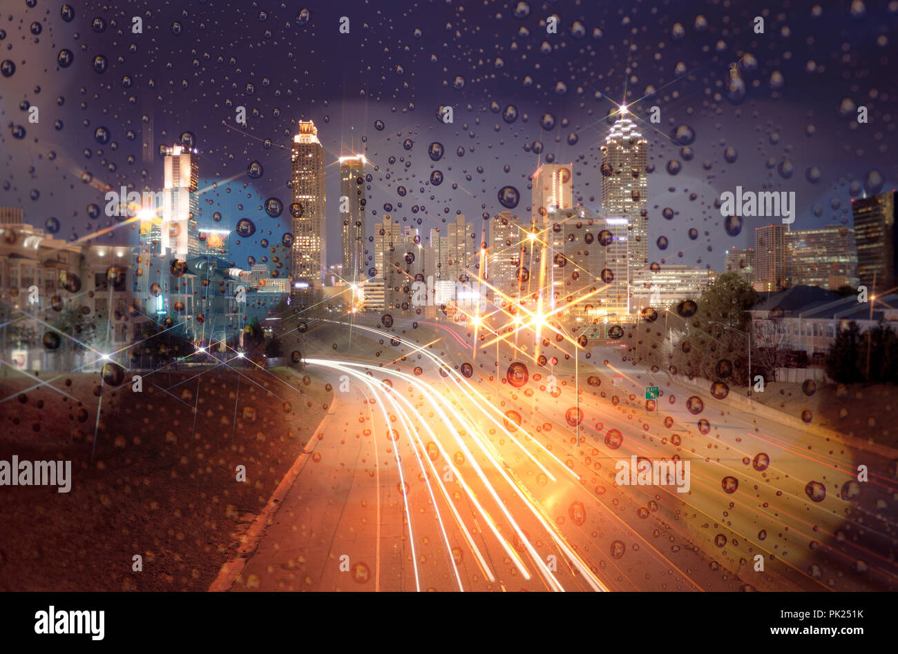 Blurred lights of atlanta skyline hi-res stock photography and images ...