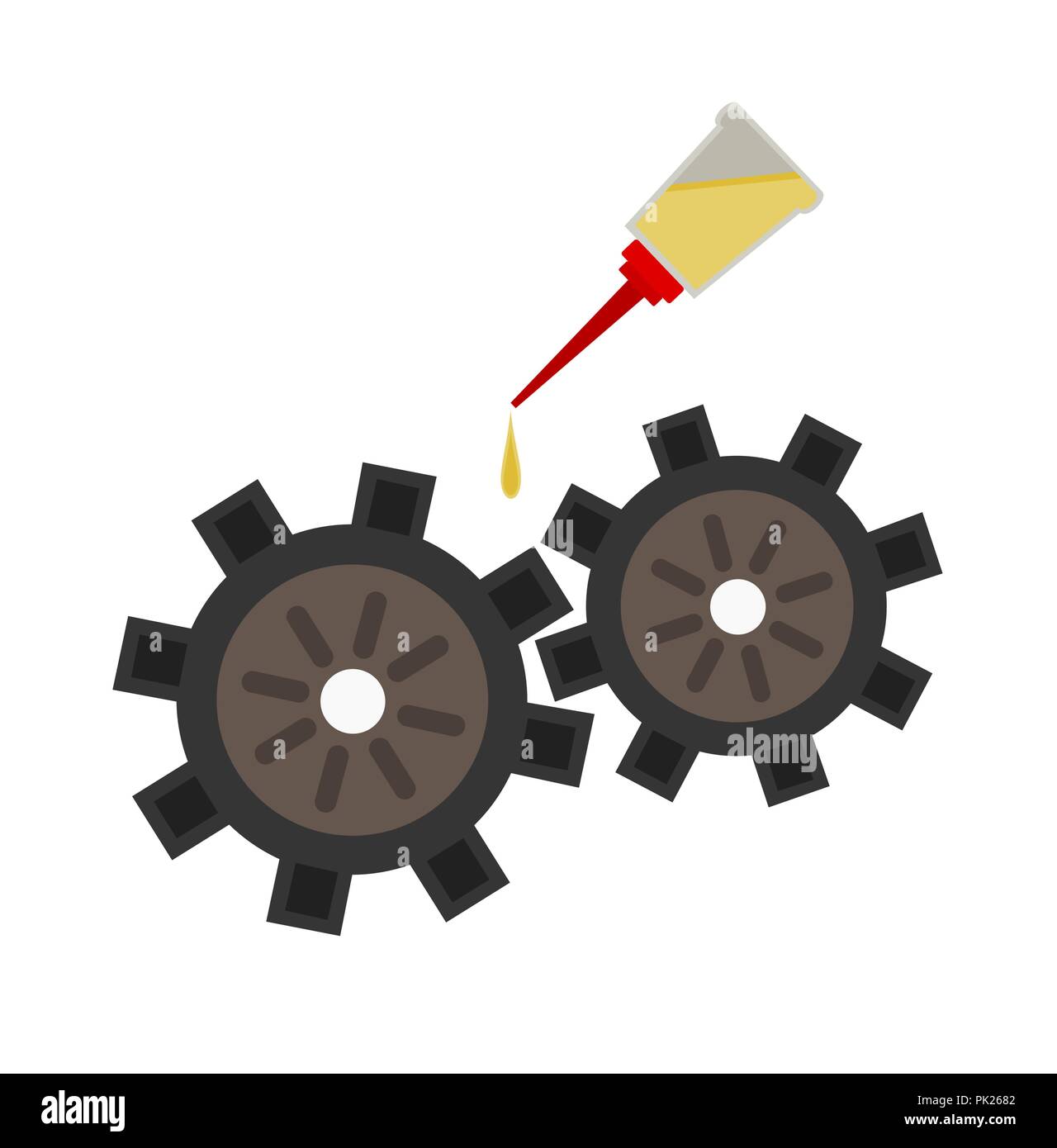 Isolated business process oil drop on gear of machine , vector icon ...