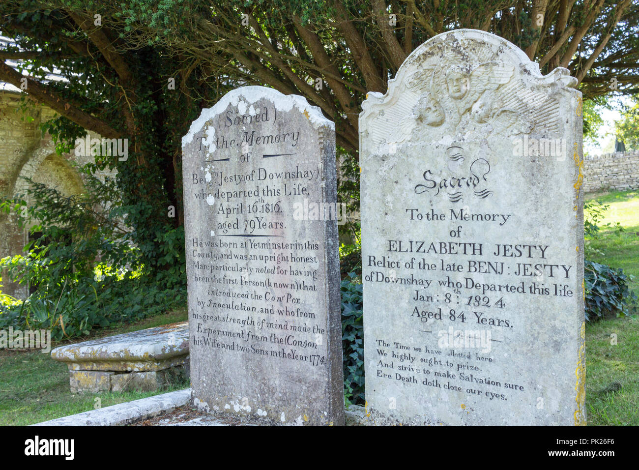 Gravestones of Benjamin Jesty, discoverer of small pox vaccine, and his ...