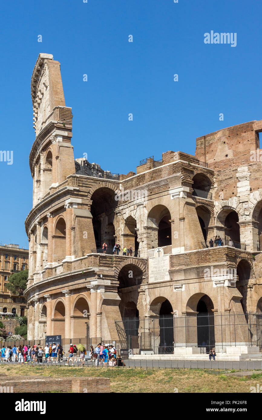 ROME, ITALY - JUNE 23, 2017: People in front of Colosseum in city of ...