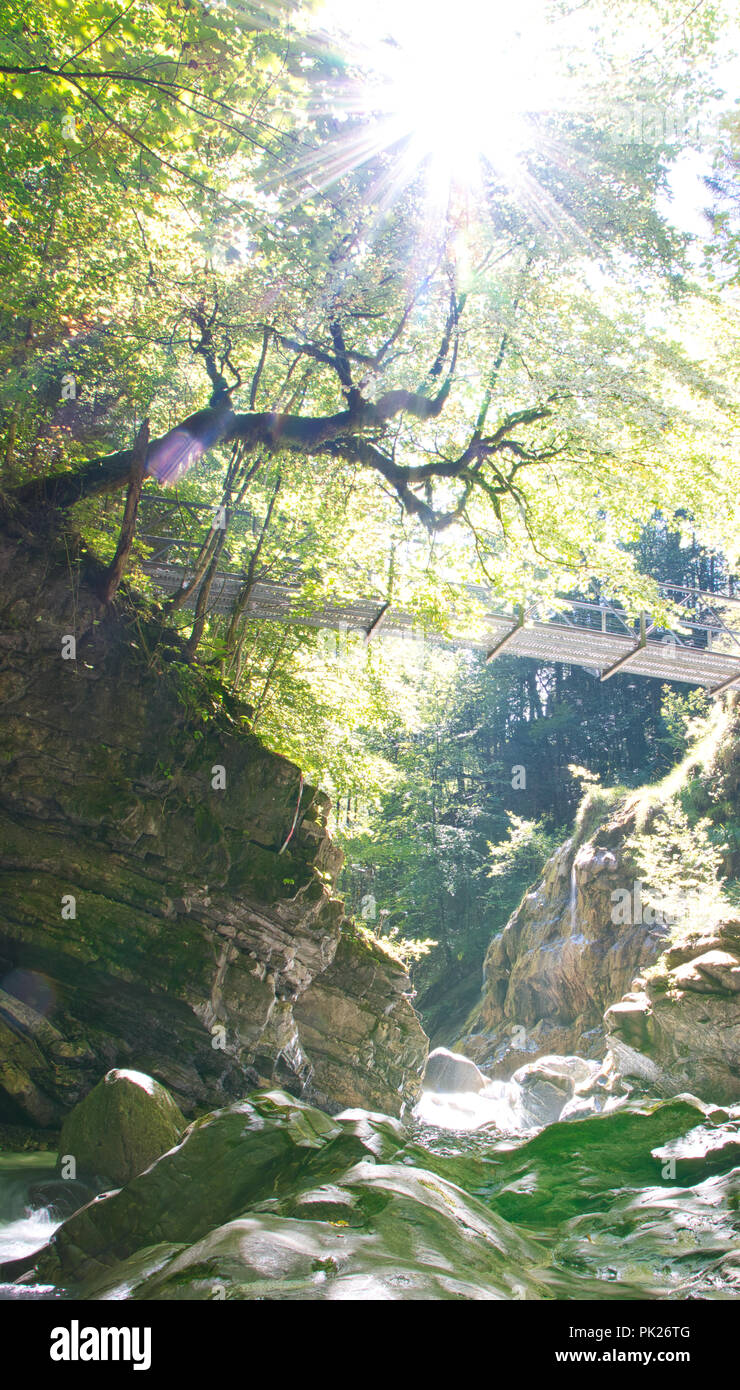 Sun, Bridge, Canyon and Water Stock Photo - Alamy