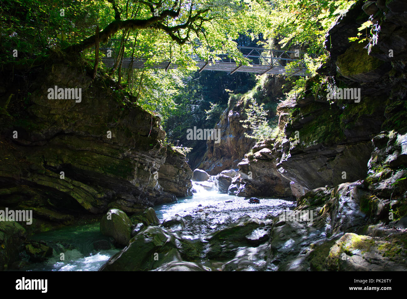 Sun, Bridge, Canyon and Water Stock Photo - Alamy