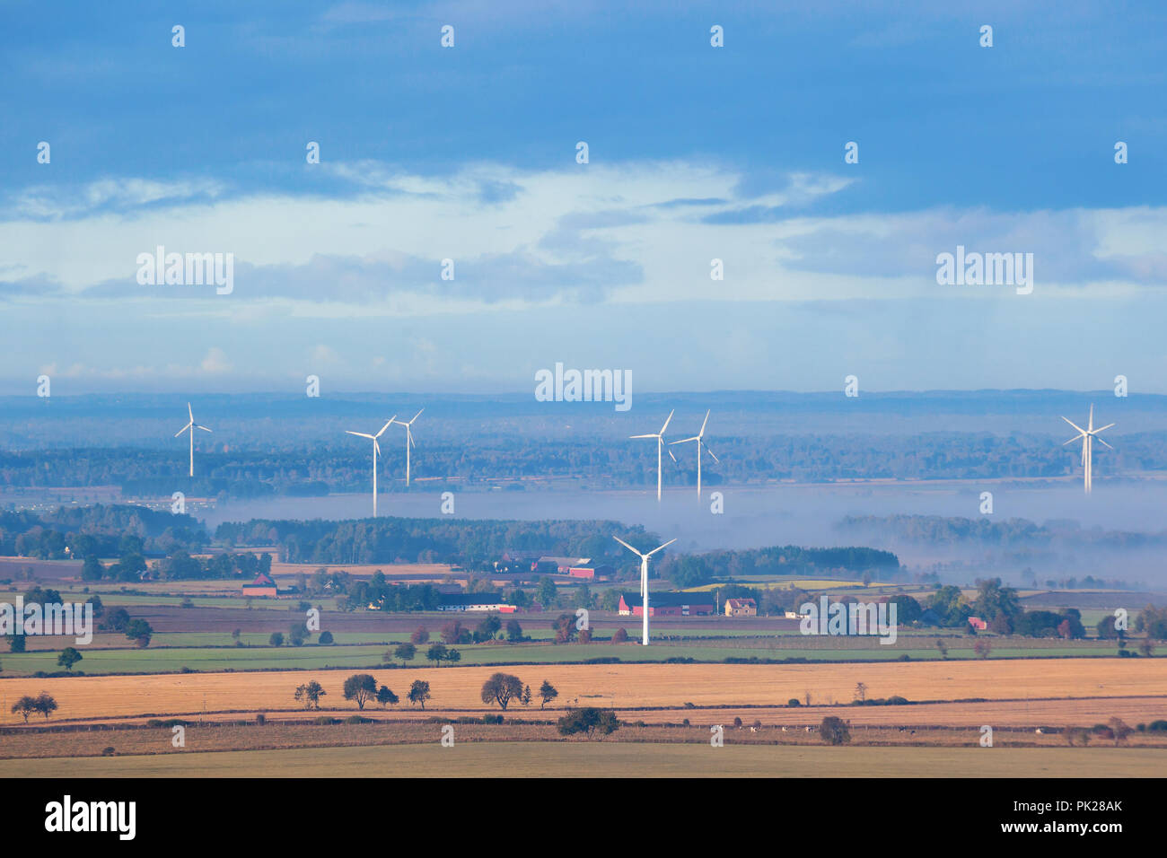 Rural landscape view with wind power Stock Photo - Alamy