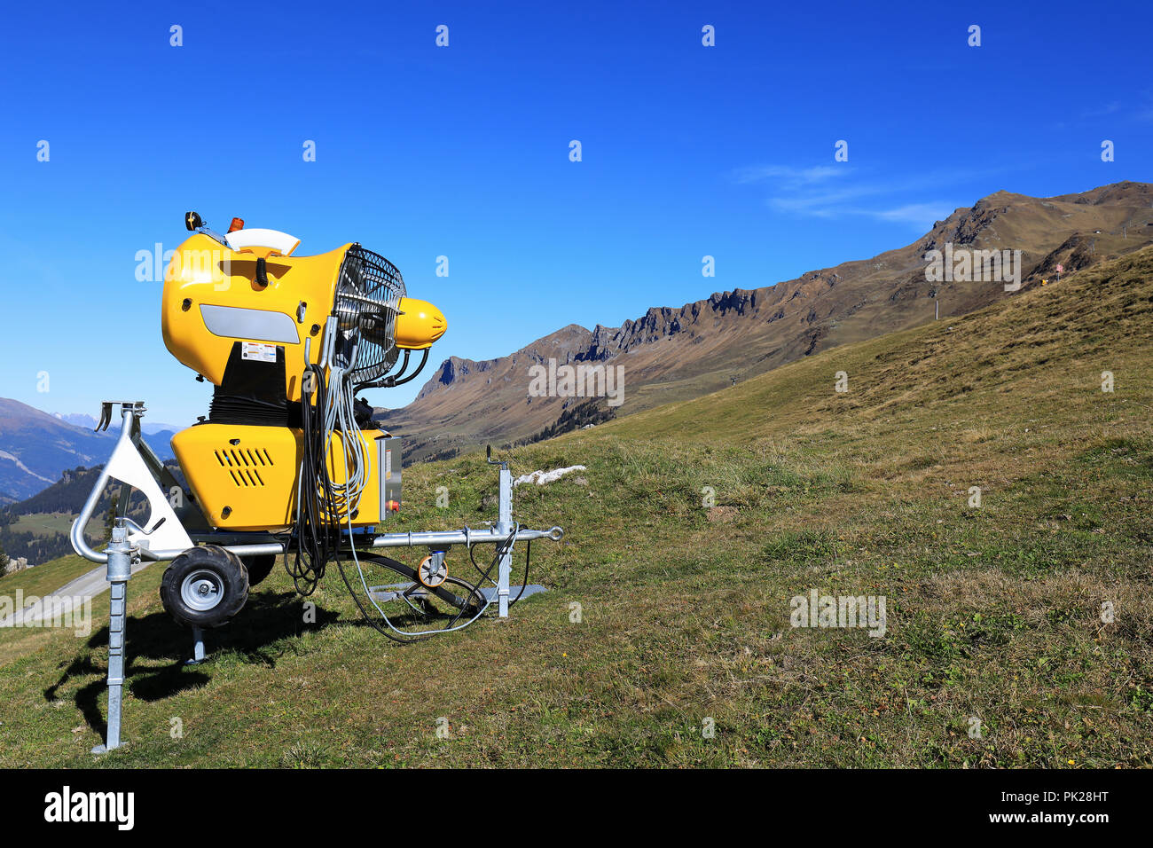 Snow machine in the swiss alps, Lenzerheide, Switzerland Stock Photo ...