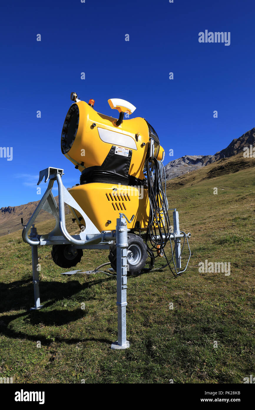 Snow machine in the swiss alps, Lenzerheide, Switzerland Stock Photo ...