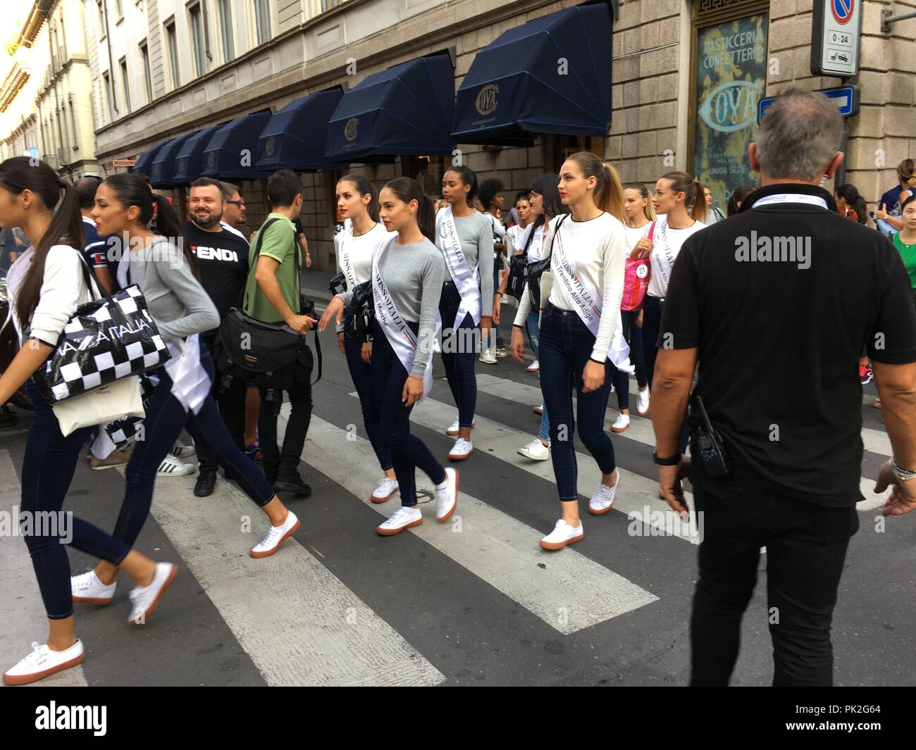 Milan, Miss Italy 2018 the 32 finalists pose for the photo in the ...