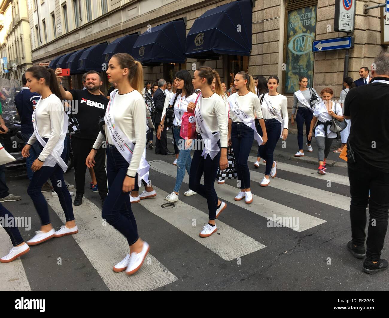Milan, Miss Italy 2018 the 32 finalists pose for the photo in the ...