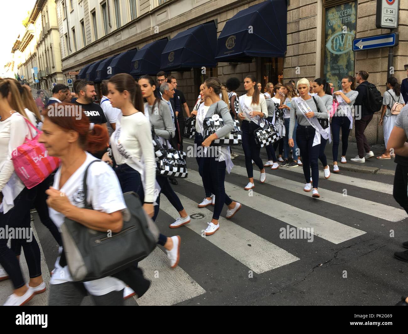 Milan, Miss Italy 2018 the 32 finalists pose for the photo in the ...