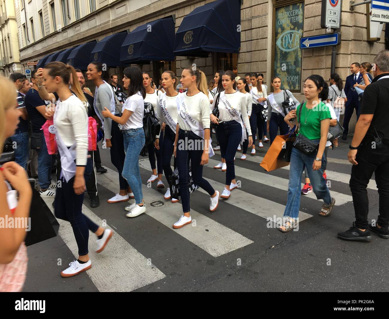 Milan, Miss Italy 2018 the 32 finalists pose for the photo in the ...