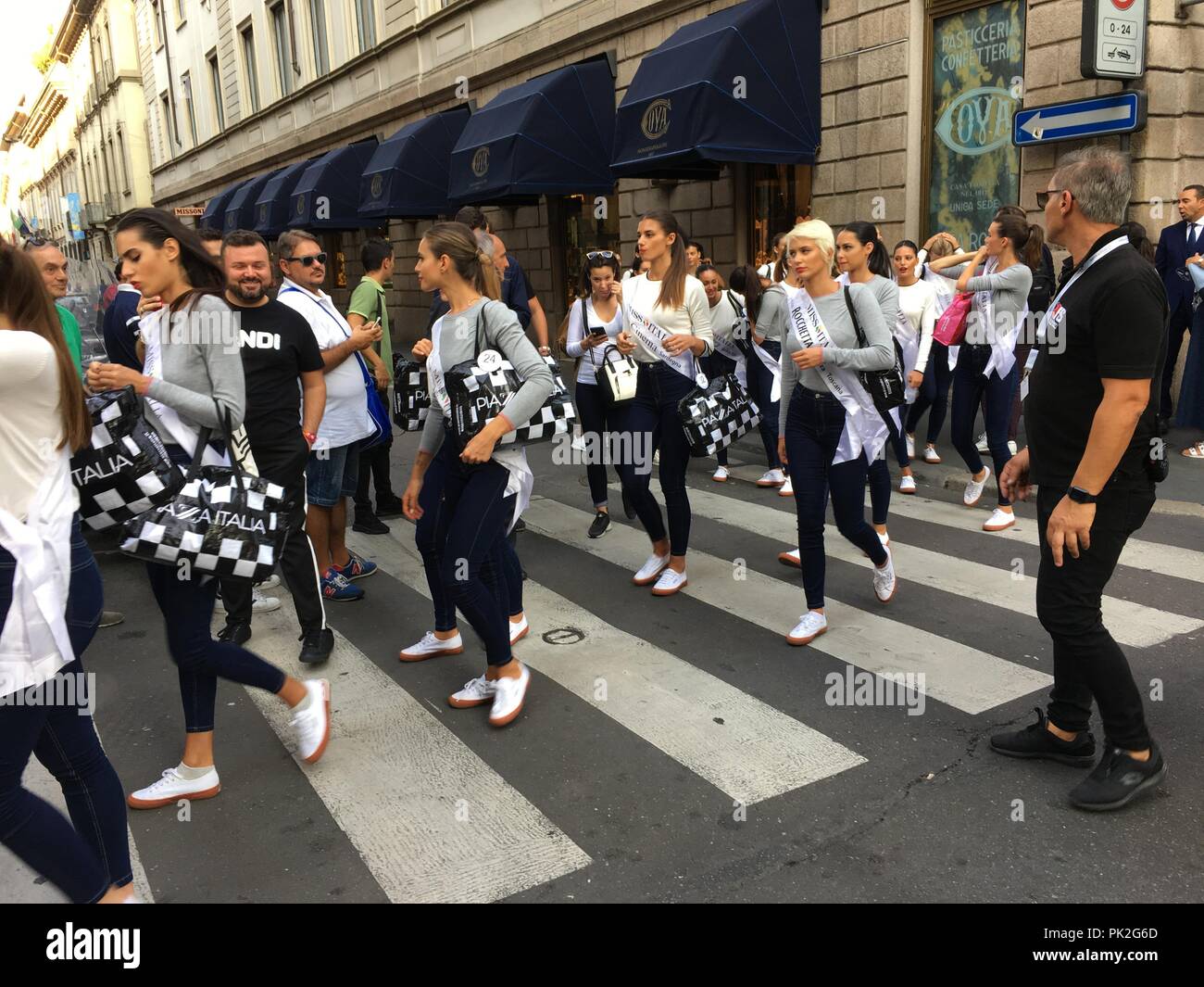 Milan, Miss Italy 2018 the 32 finalists pose for the photo in the ...