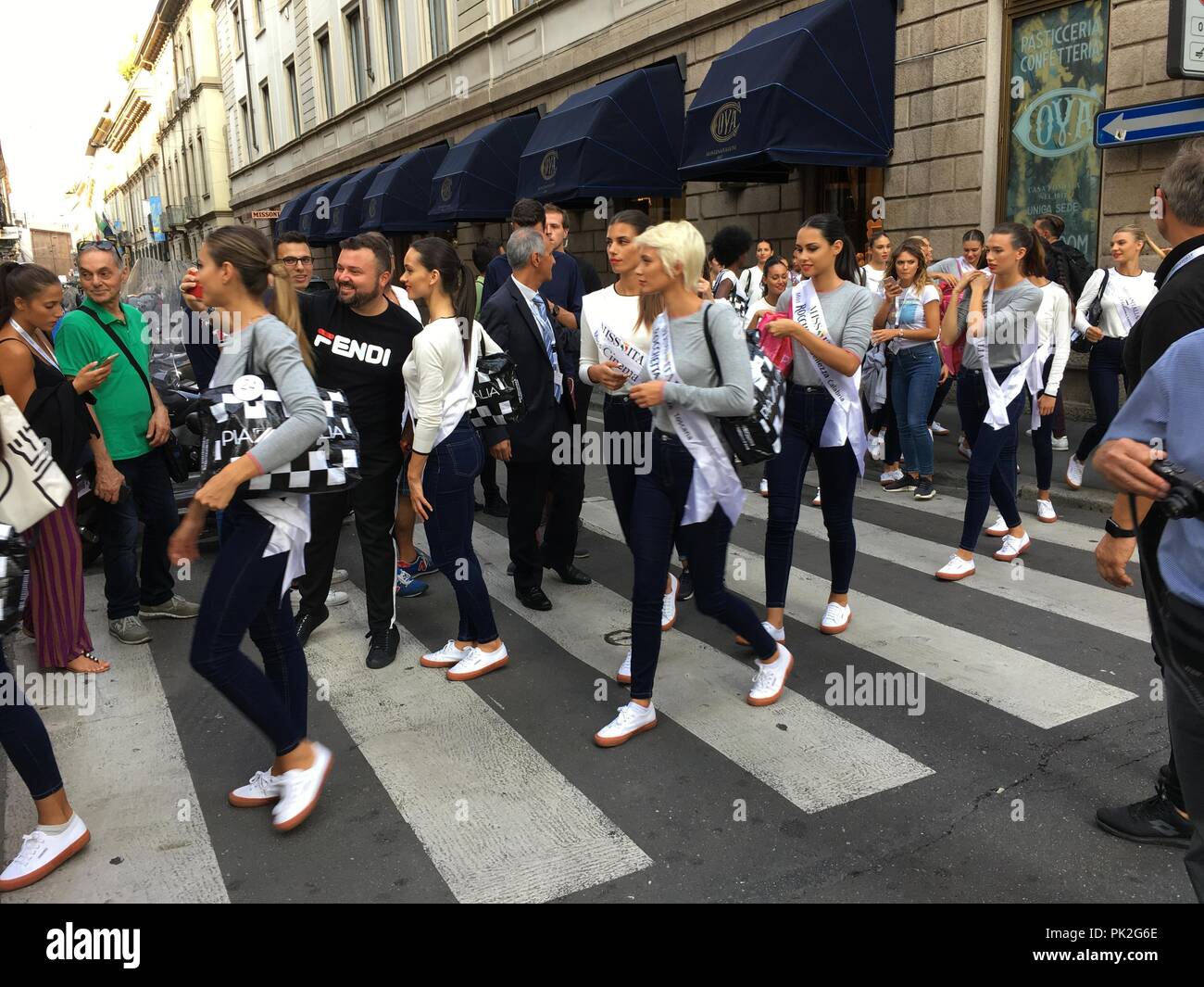 Milan, Miss Italy 2018 the 32 finalists pose for the photo in the ...