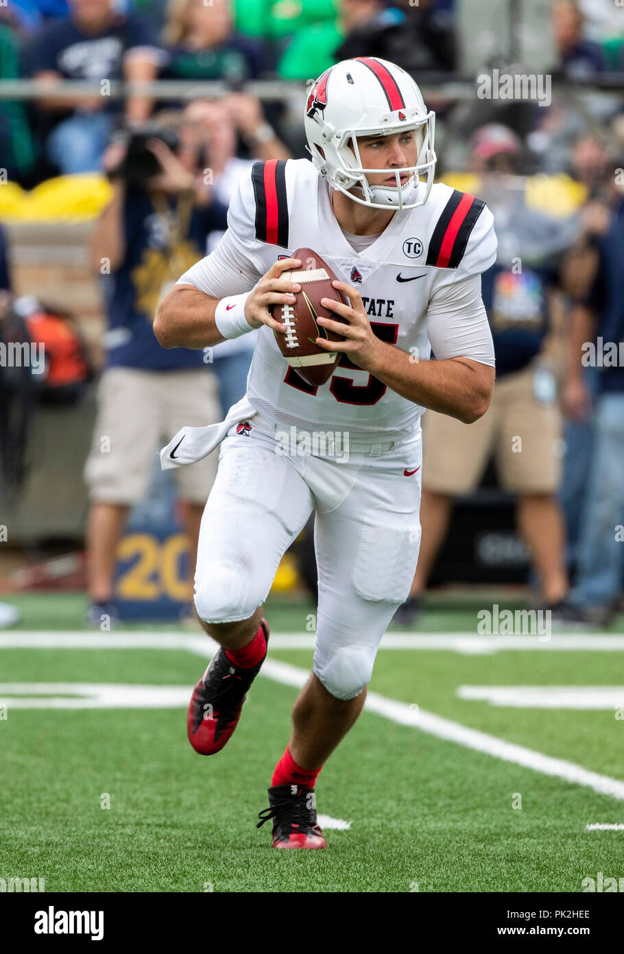 South Bend, Indiana, USA. 08th Sep, 2018. Ball State quarterback Riley ...