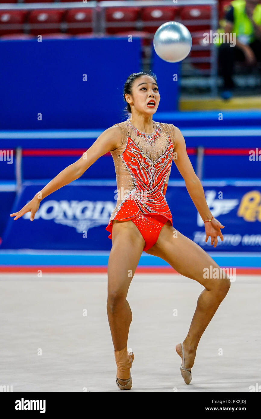 Sofia, Bulgaria. September 10, 2018: Yating Zhao of Â China during Rhythmic Gymnastics World ...
