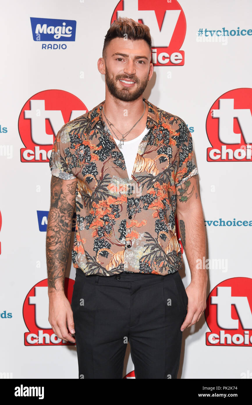 LONDON, UK. September 10, 2018: Jake Quickenden at the TV Choice Awards ...