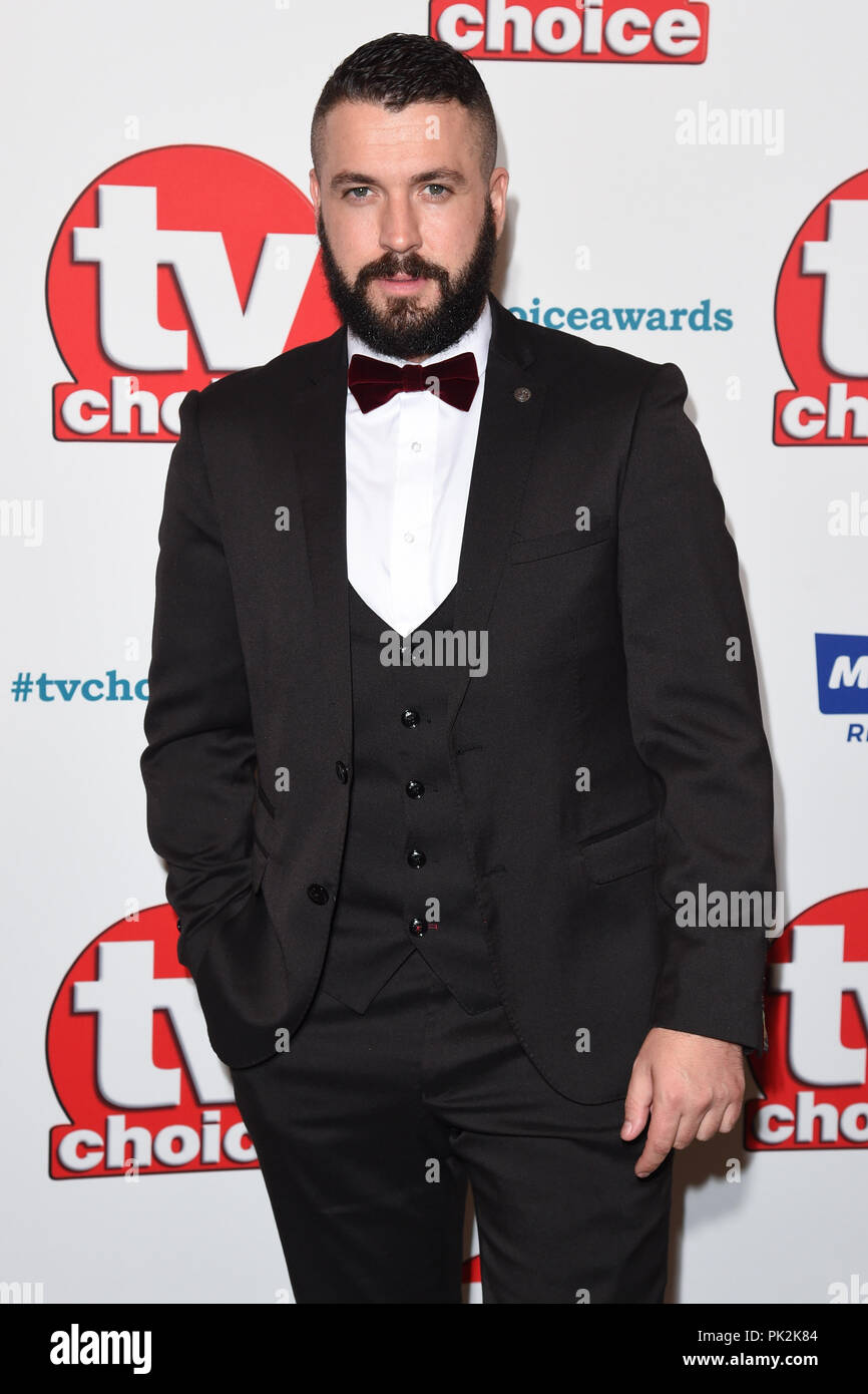 LONDON, UK. September 10, 2018: Shane Ward at the TV Choice Awards 2018 ...