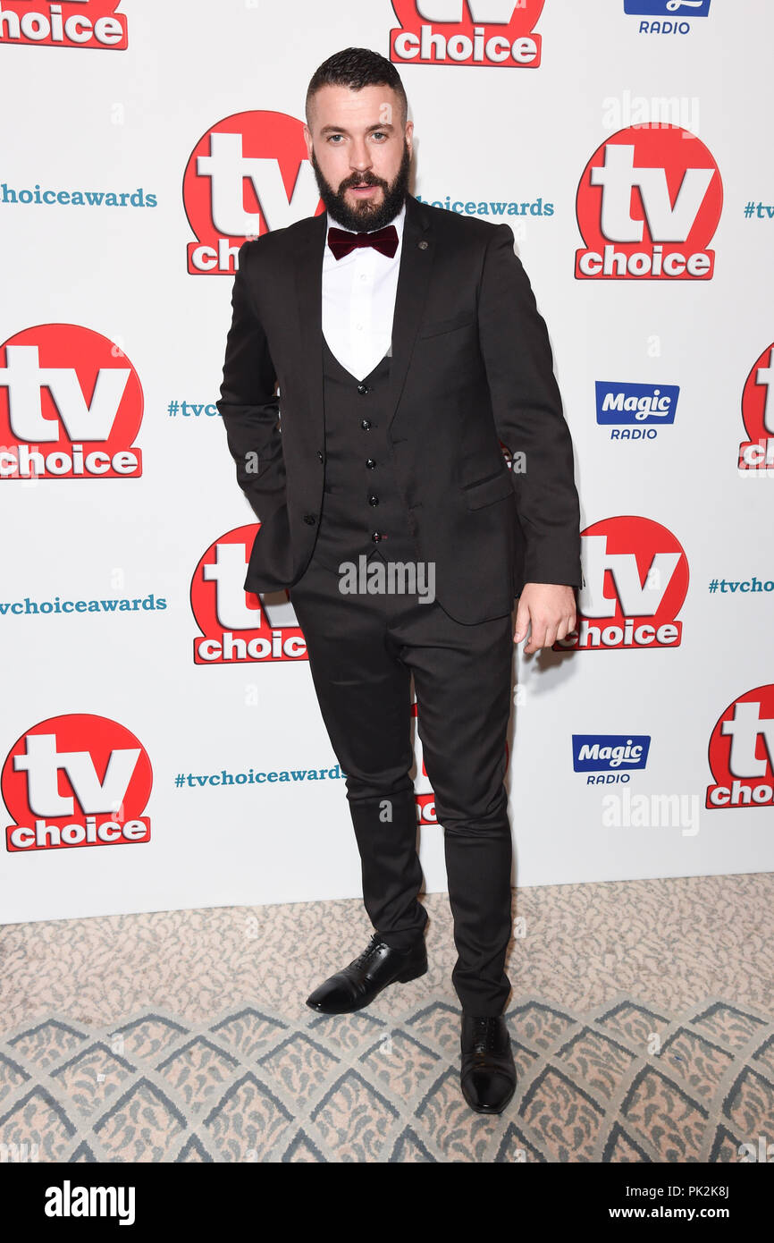 LONDON, UK. September 10, 2018: Shane Ward at the TV Choice Awards 2018 ...