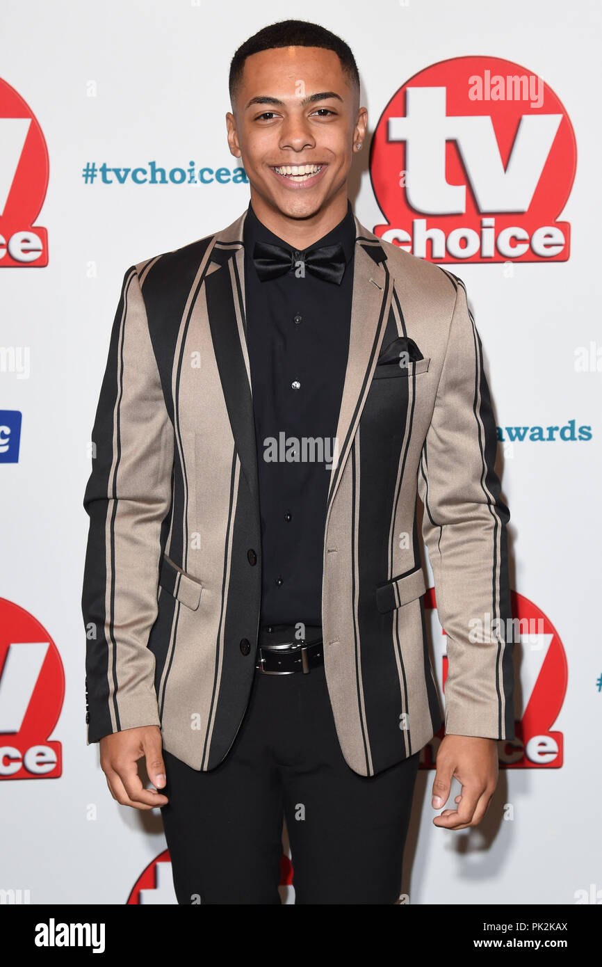 LONDON, UK. September 10, 2018: Malique Thompson-Dwyer at the TV Choice ...