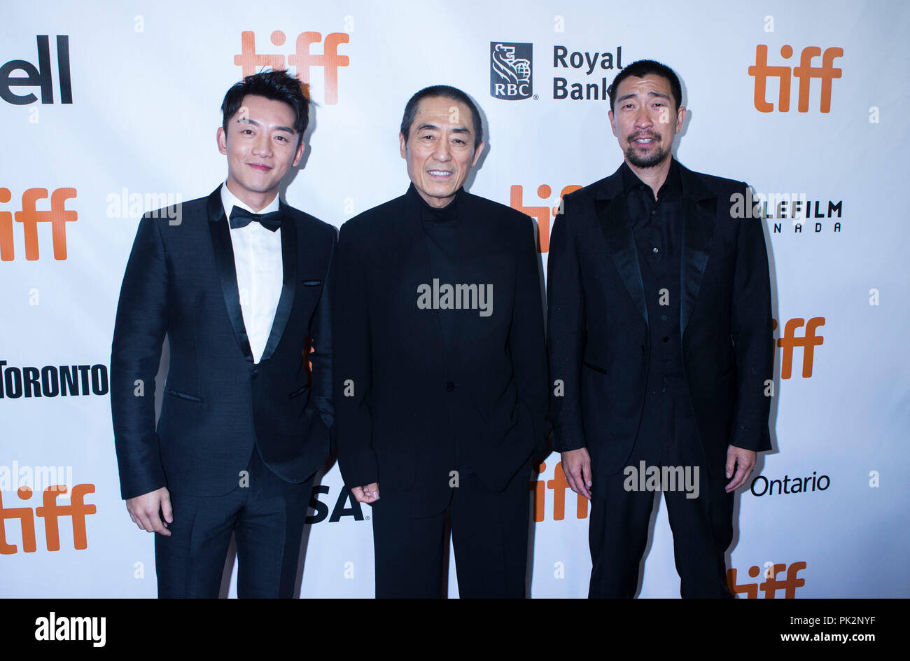 (180911) -- TORONTO, Sept. 11, 2018 (Xinhua) -- Director Zhang Yimou (C ...
