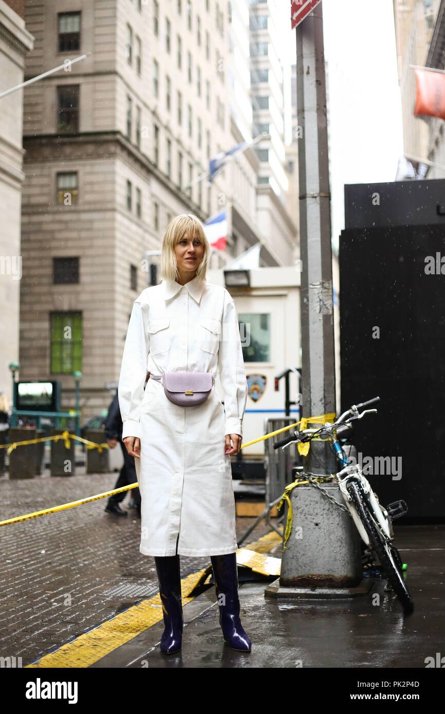 Blogger Linda Tol posing on the street outside the Tibi show during New ...