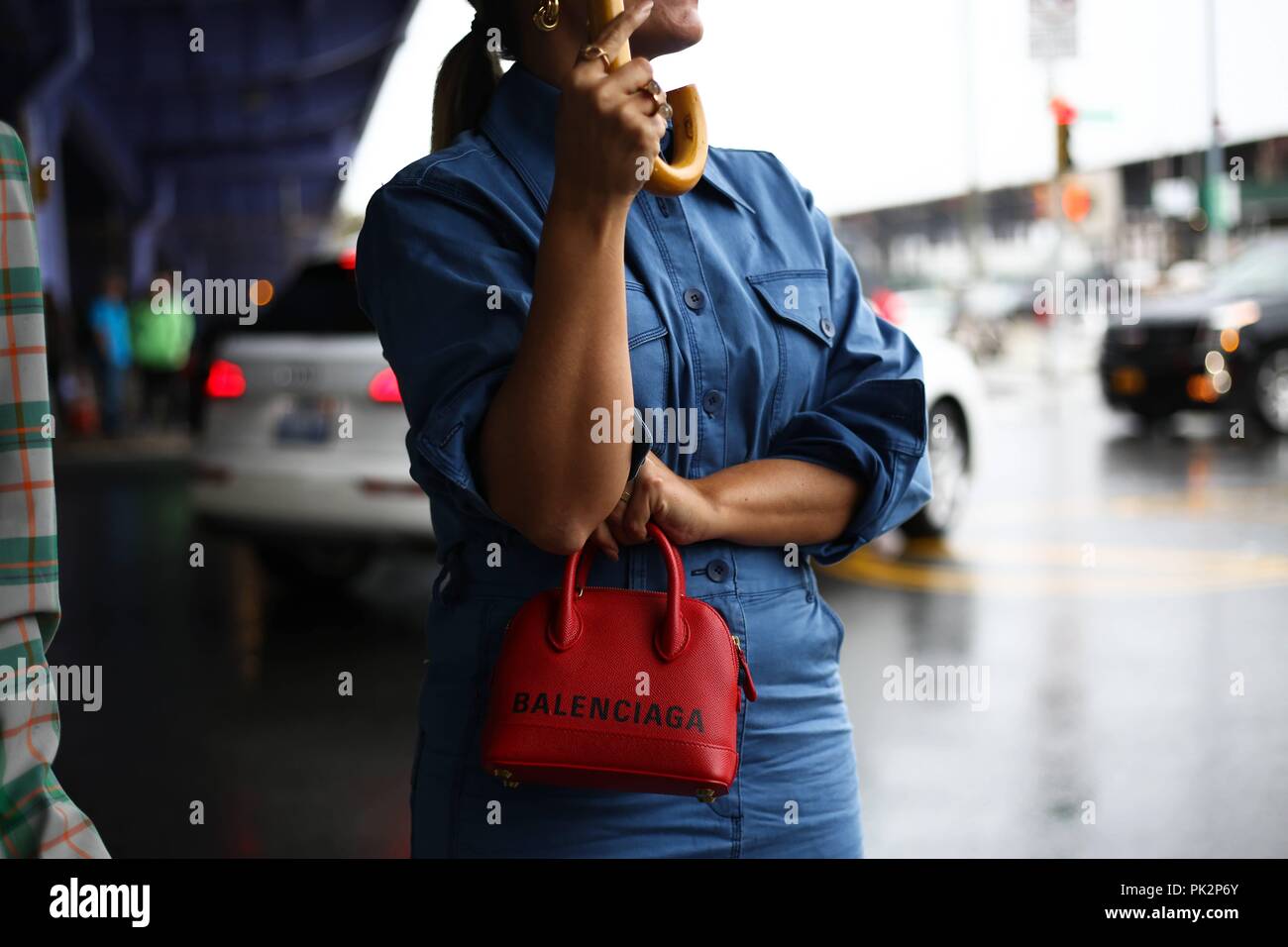 Janka Polliani posing on the street outside the Boss show during New ...