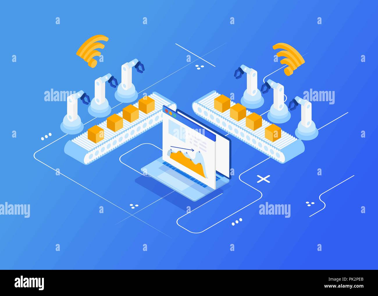 Isometric Factory automation, Industry 4.0, Internet of Things, Vector illustration for ...