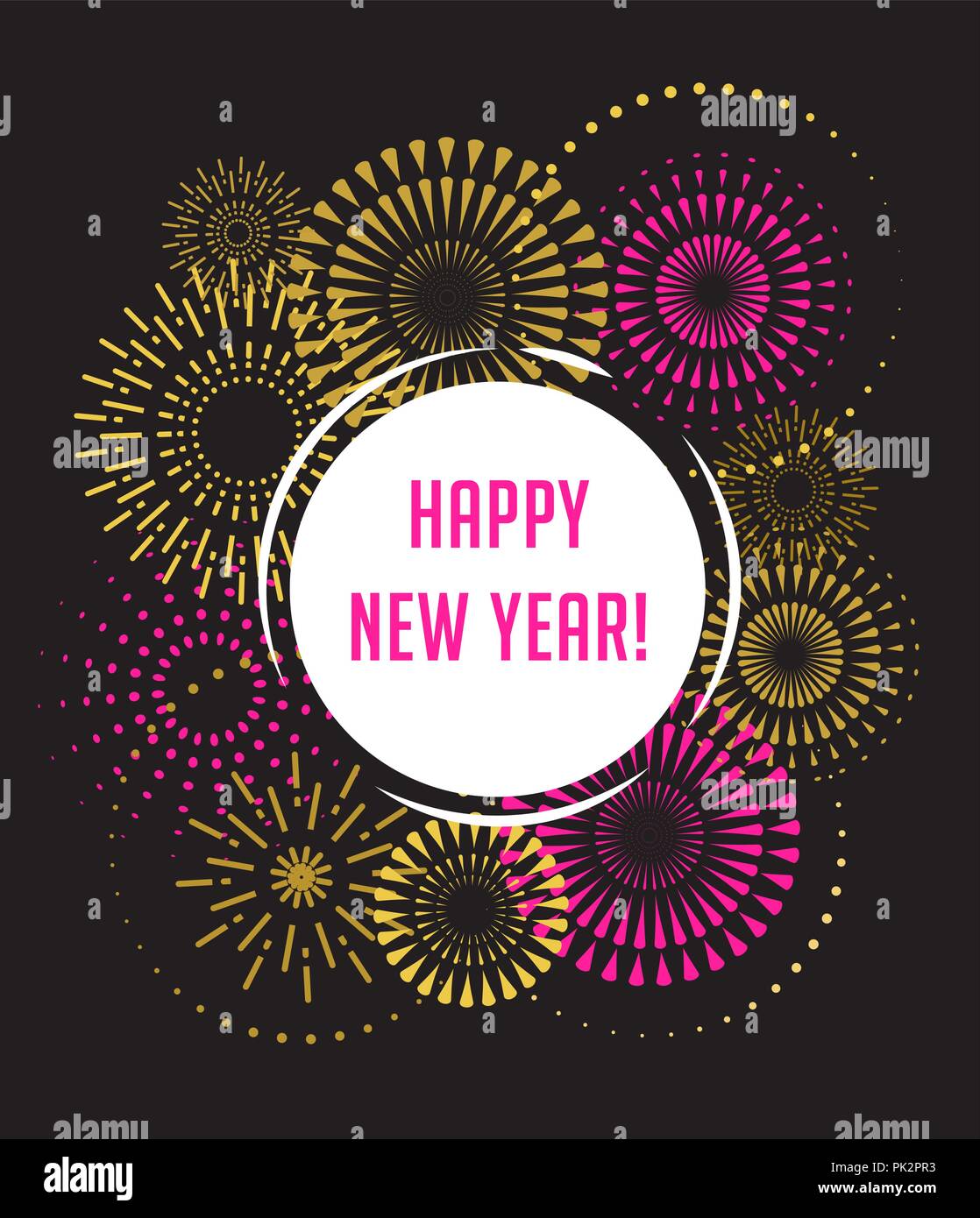 Happy New Year, Fireworks and celebration poster Stock Vector Image ...