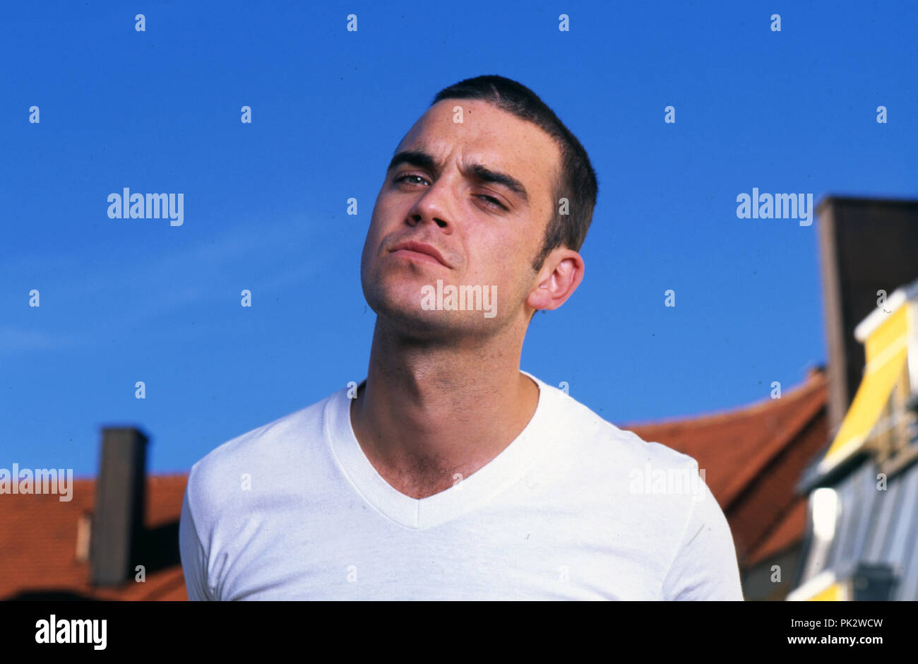 British singer and entertainer Robbie Williams on 1 September 1997 in ...