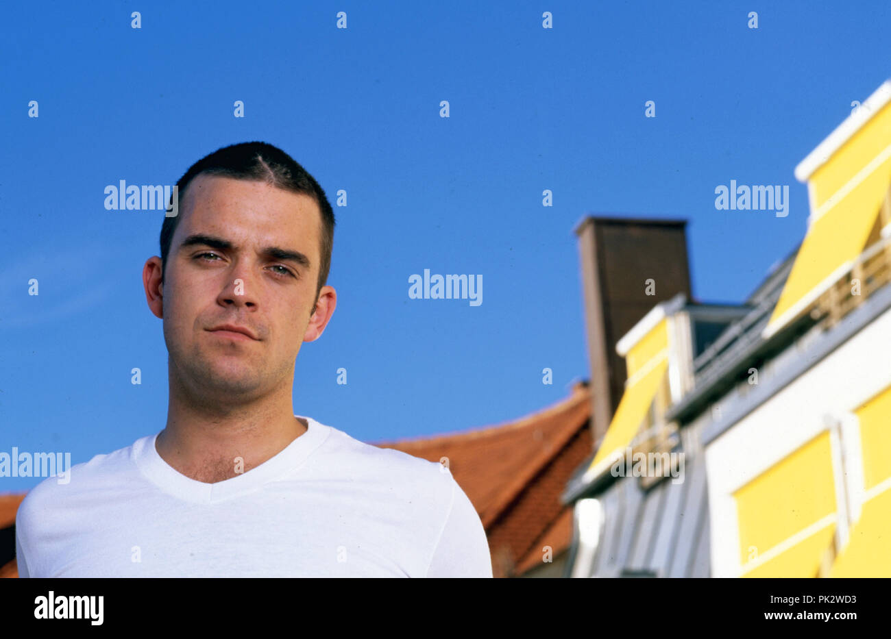 British singer and entertainer Robbie Williams on 1 September 1997 in ...