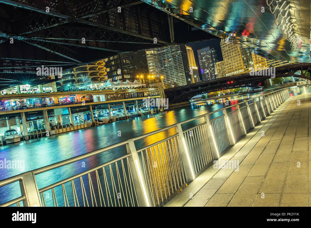 Chicago Nightlife Colors. Colorful Illumination on the Downtown ...