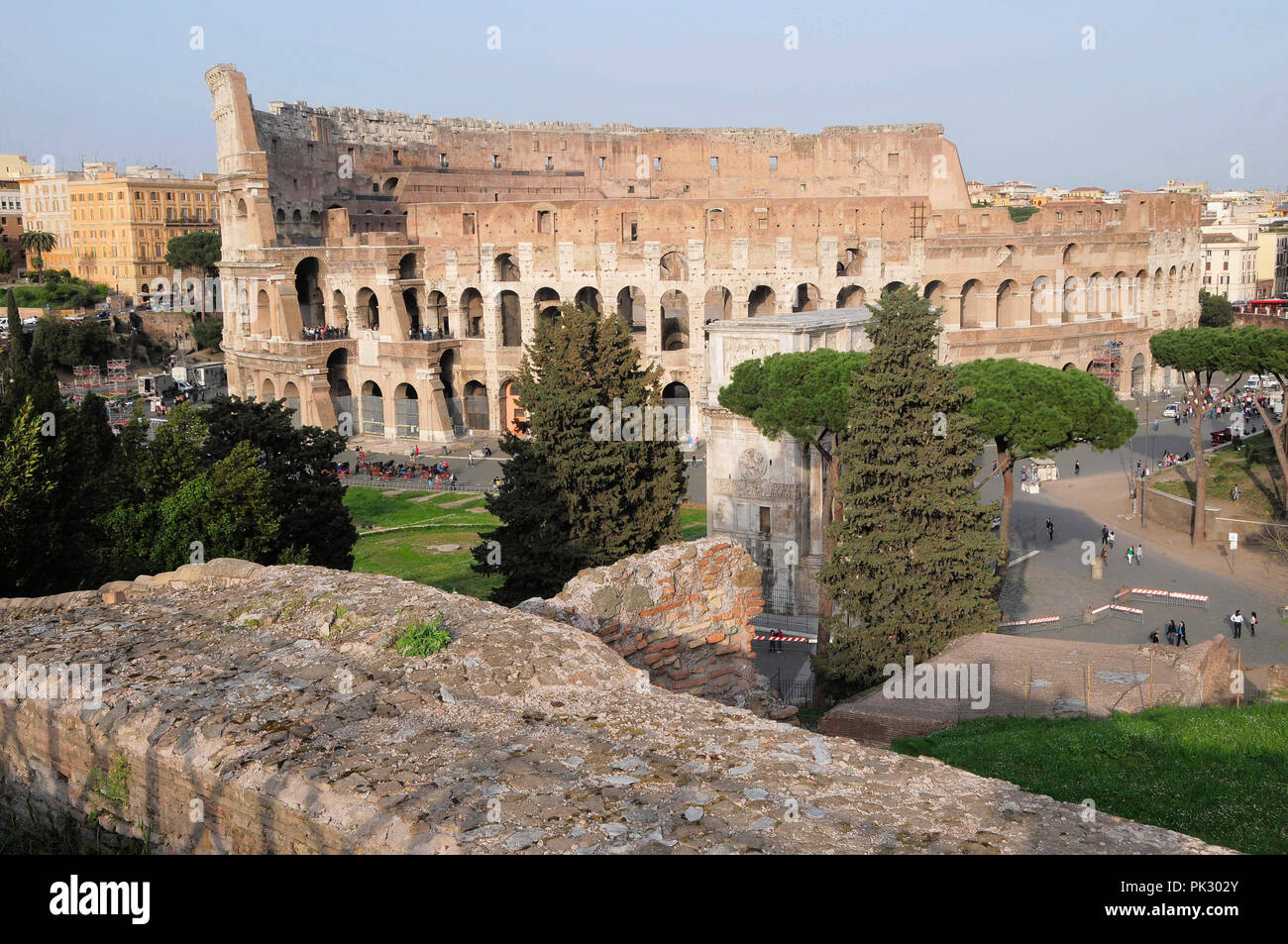 Italy, Lazio, Rome, Colosseum, view of the Colosseum from the Palatine ...