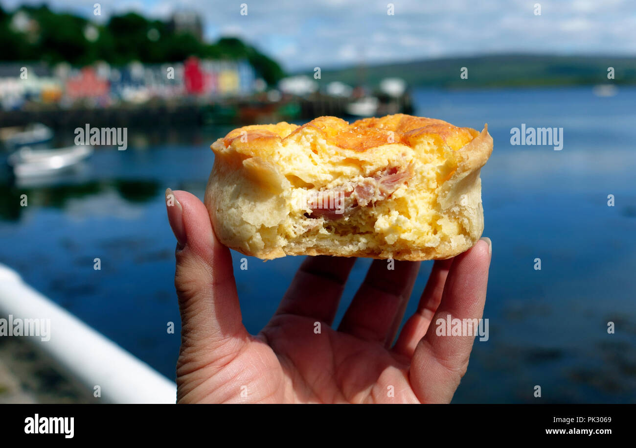 Cheese and ham quiche from Tobermory Bakery, Isle of Mull Stock Photo ...