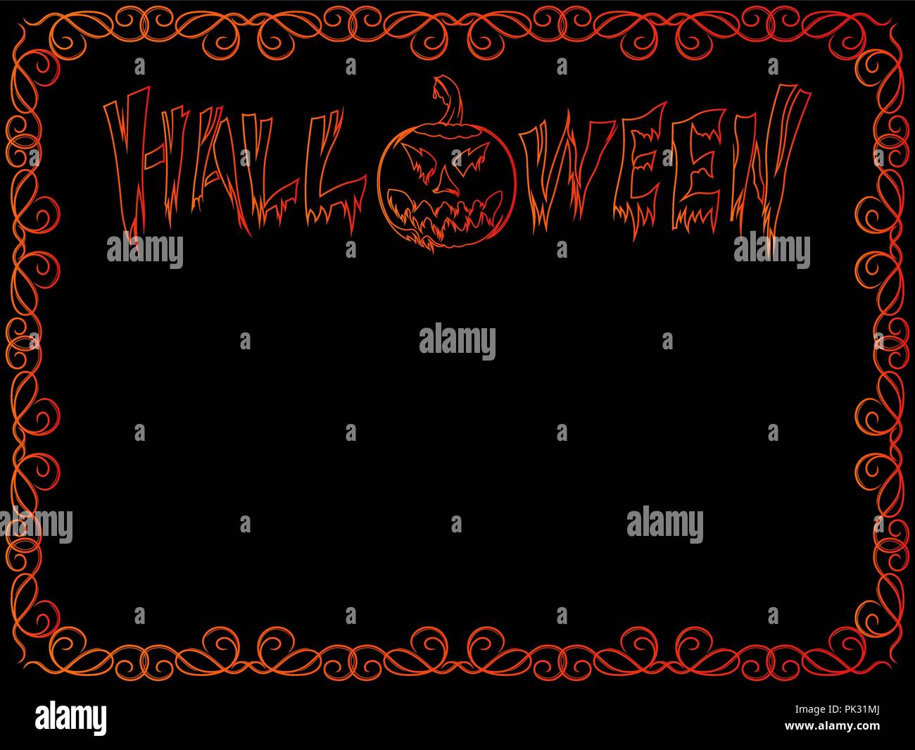 Halloween Cards with bright orange with terrible letters and ominous ...