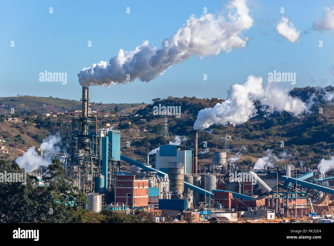 Factory operating large infrastructures steam boiler smoke silos in ...