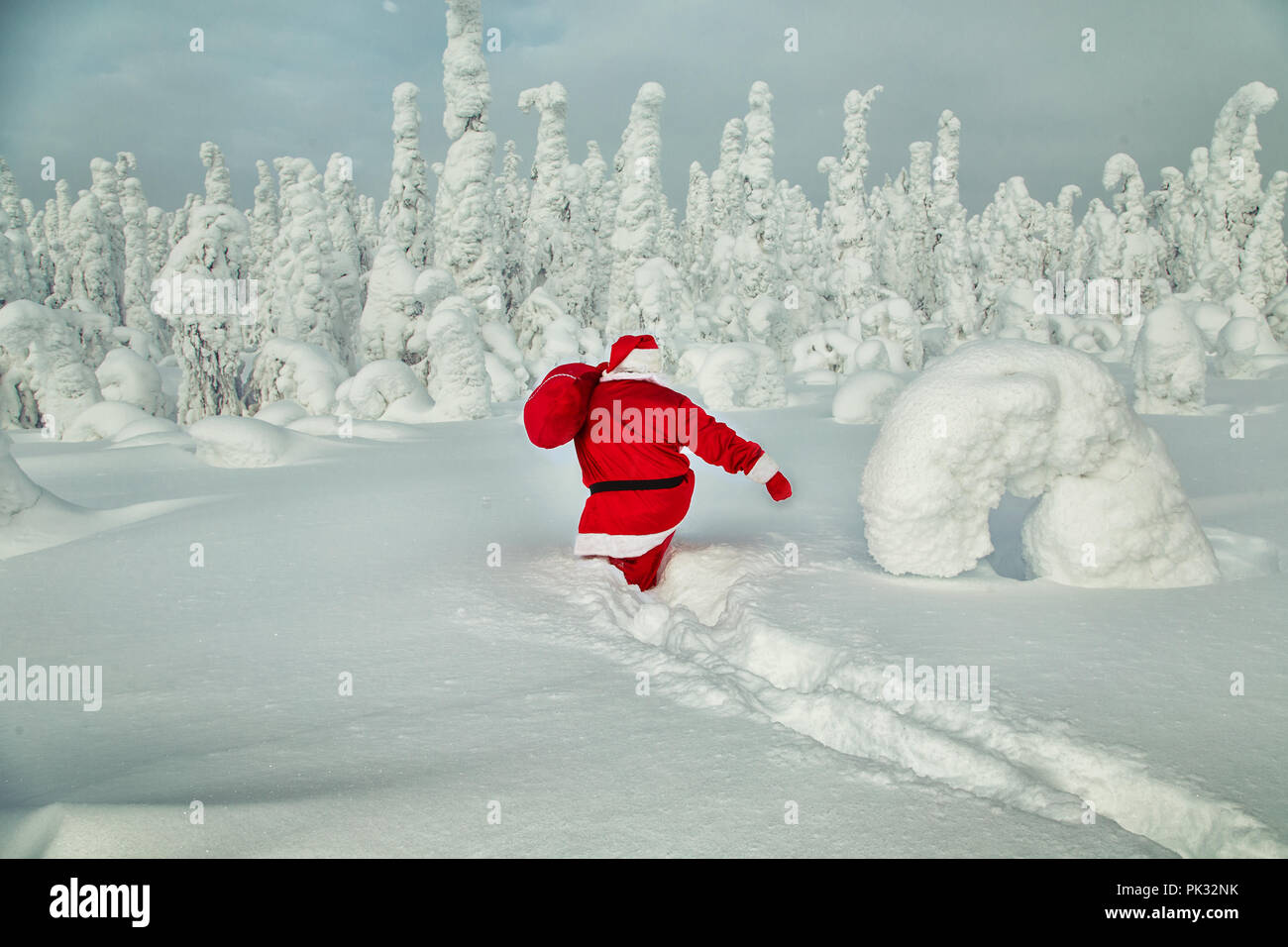 Authentic Santa Claus in Lapland. Magnificent snow-covered landscape ...