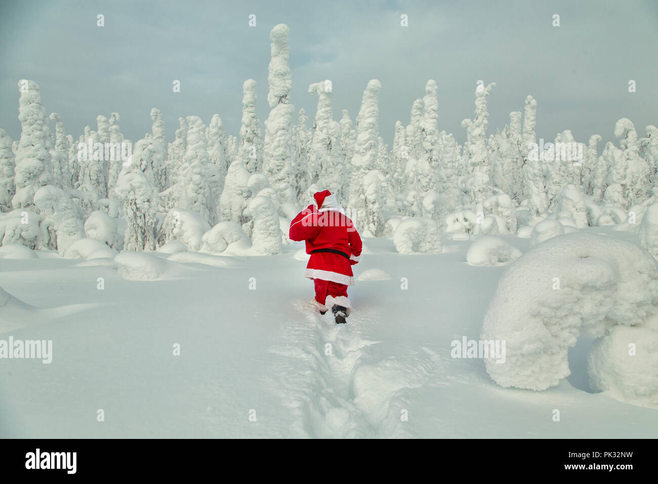 Authentic Santa Claus in Lapland. Magnificent snow-covered landscape ...