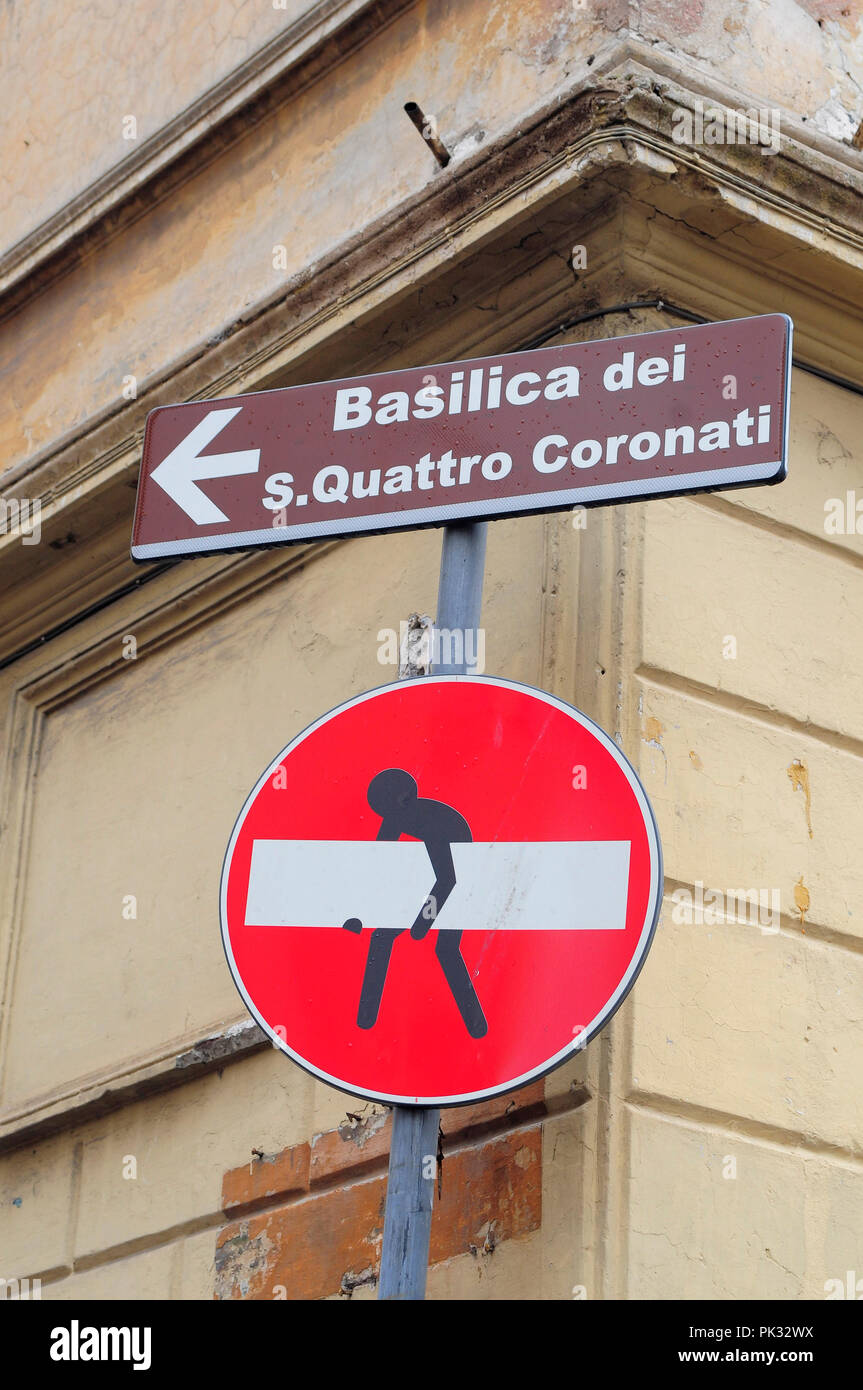 Italy, Lazio, Rome, No Entry Road sign Stock Photo - Alamy