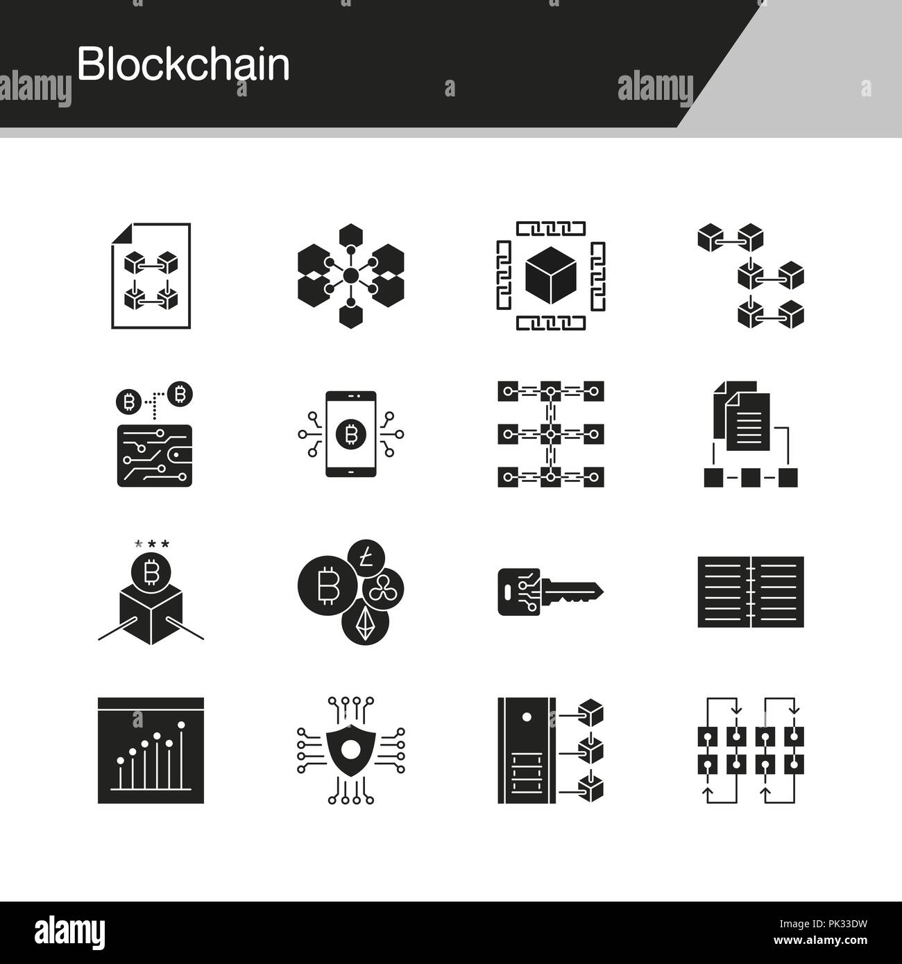 Blockchain icons. Design for presentation, graphic design, mobile ...