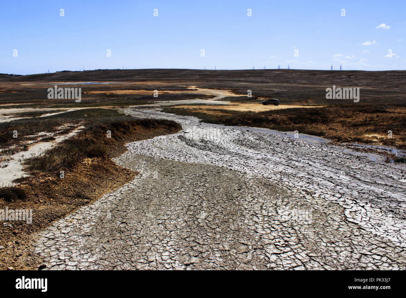 texture of the earth's surface and cracks next to the cold mud volcano ...